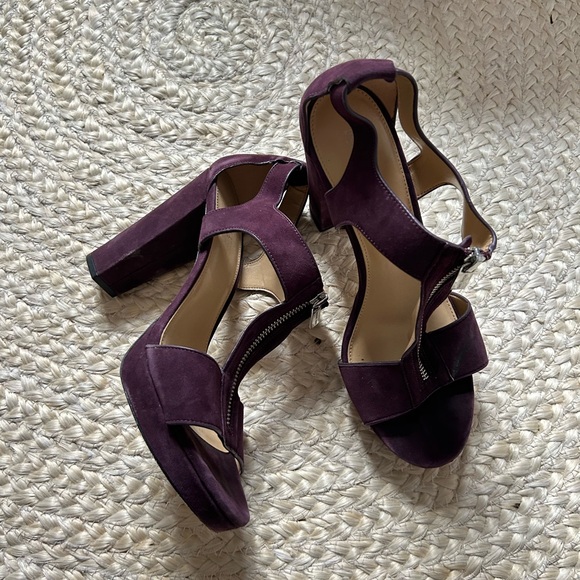 Michael Kors | Shoes | Mk Michael Kors Heels Block Heel Plum Suede ...